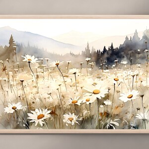 Daisy Field Art Print: Vintage Watercolor Meadow Wall Decor - Etsy