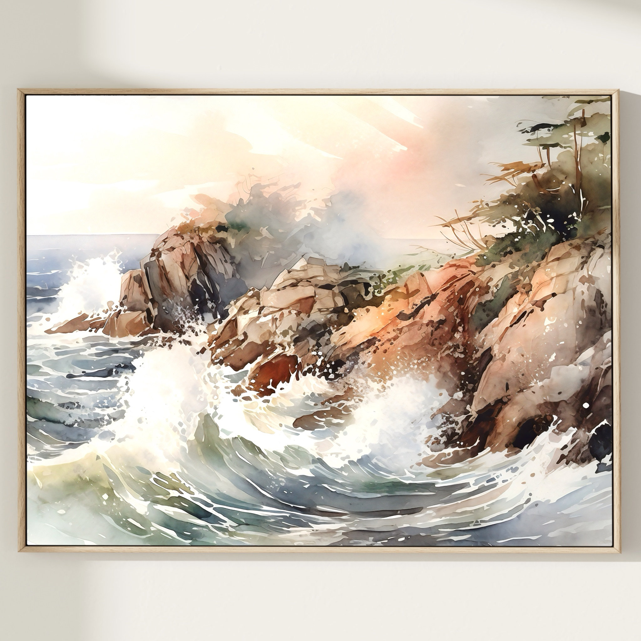 Ocean Print, Coastal Watercolor Painting, Beach Artwork, Ocean Large ...