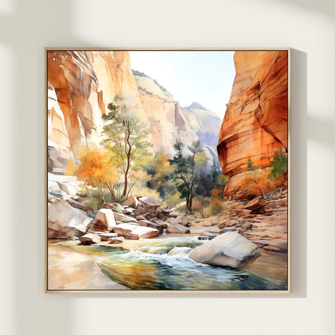 Zion National Park Watercolor Painting Art Print, Zion Poster, Zion ...