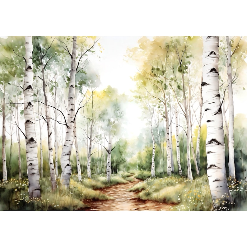 Aspen Trees Watercolor Fine Art Large Poster Print Home Decor Gift Art ...