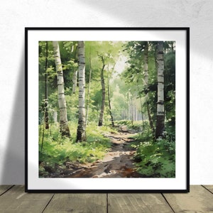 Birch Grove Watercolor Painting Art Print - Etsy