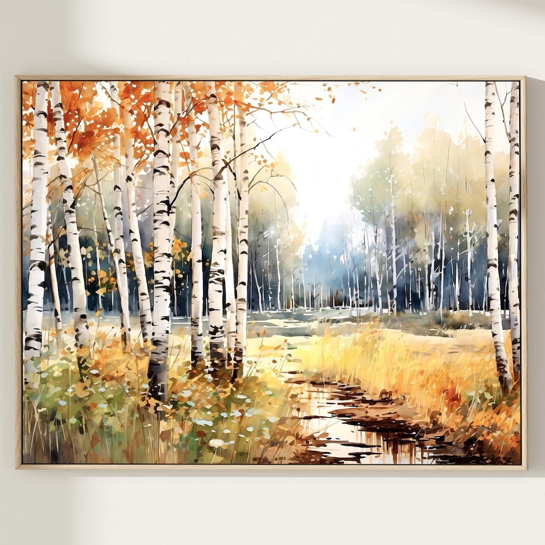 Aspen Trees Painting Autumn Landscape Original Art Print Watercolor ...