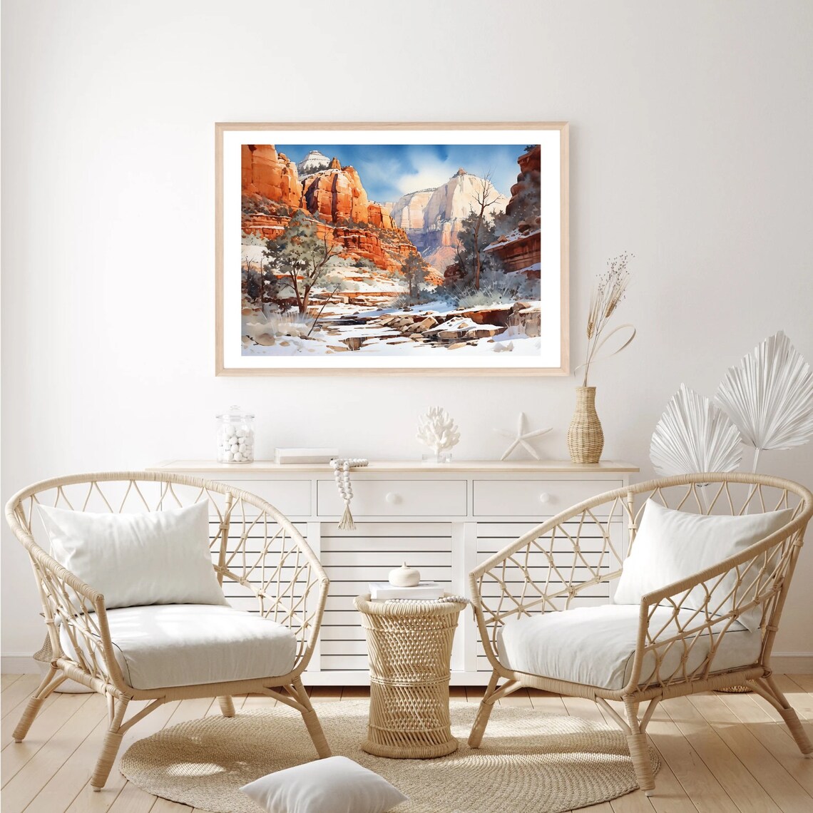 Zion National Park Watercolor Painting Art Print, Zion Poster, Zion ...