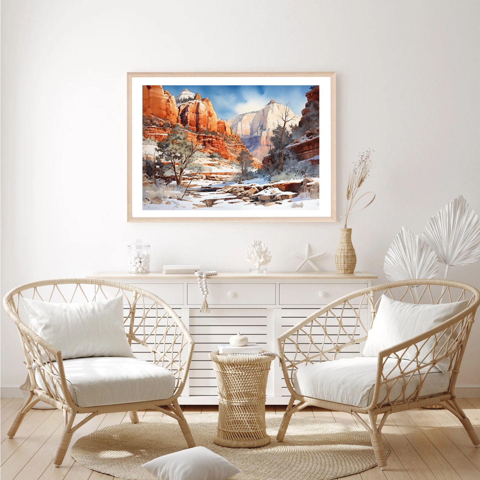 Zion National Park Watercolor Painting Art Print, Zion Poster, Zion ...