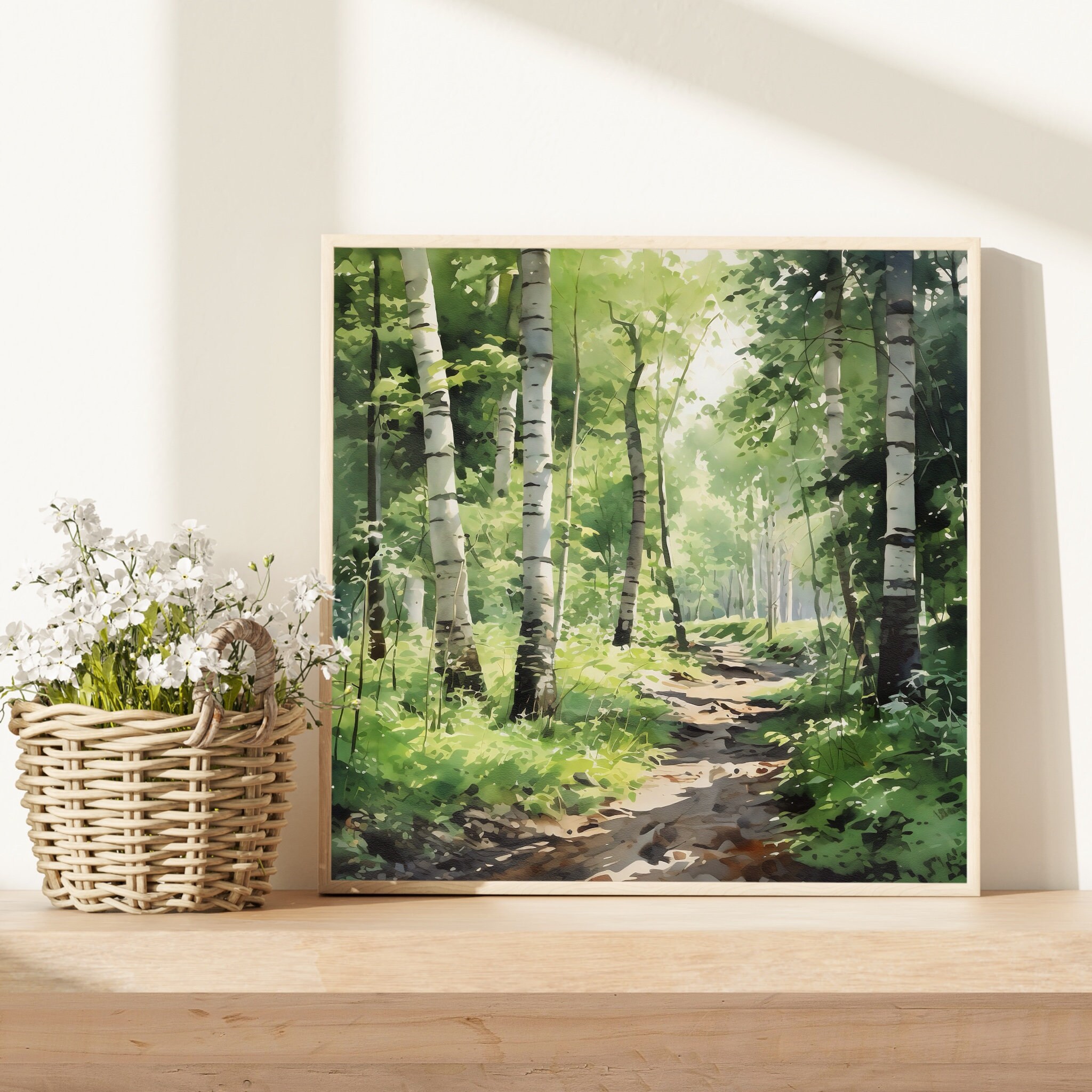 Birch Grove Watercolor Painting Art Print - Etsy