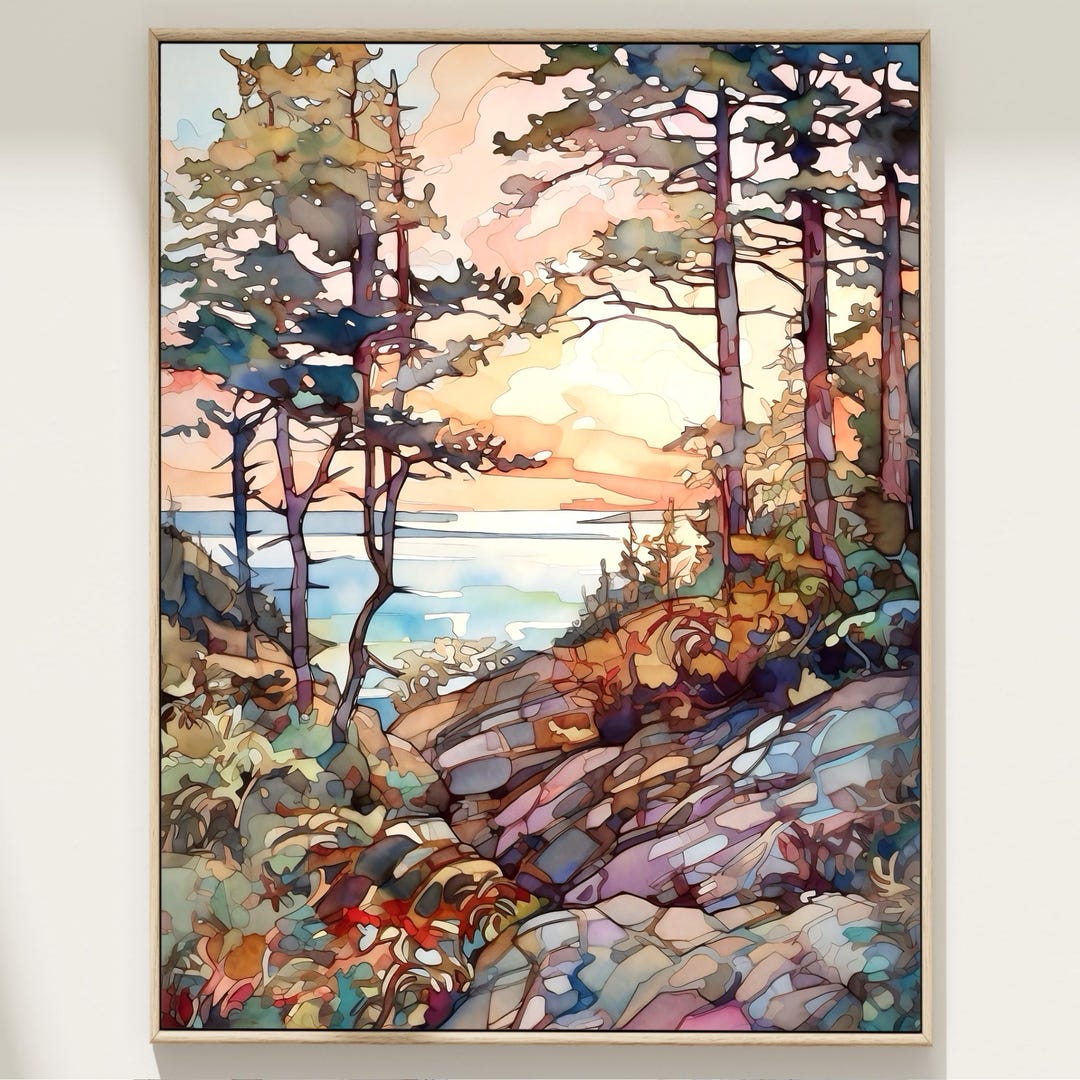 Acadia National Park Painting Maine Landscape Art Print Large ...