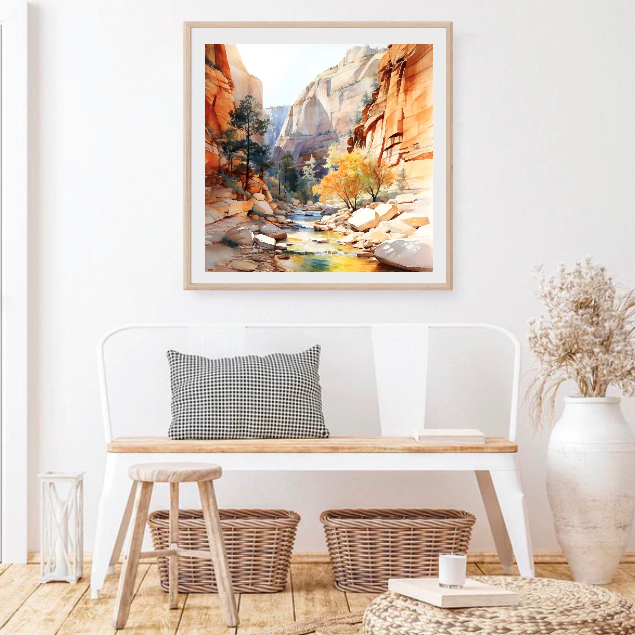 Zion National Park Watercolor Painting Art Print, Zion Poster, Zion ...