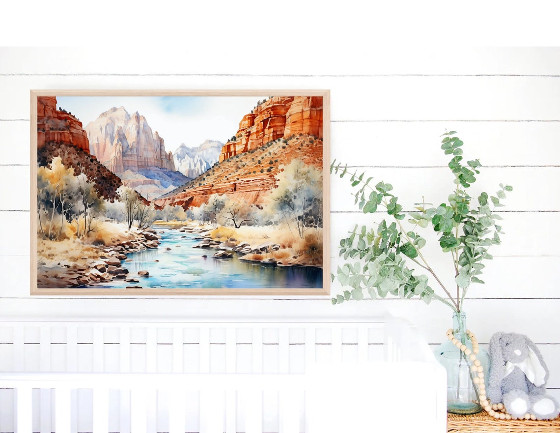 Zion National Park Watercolor Painting Art Print Zion Poster - Etsy