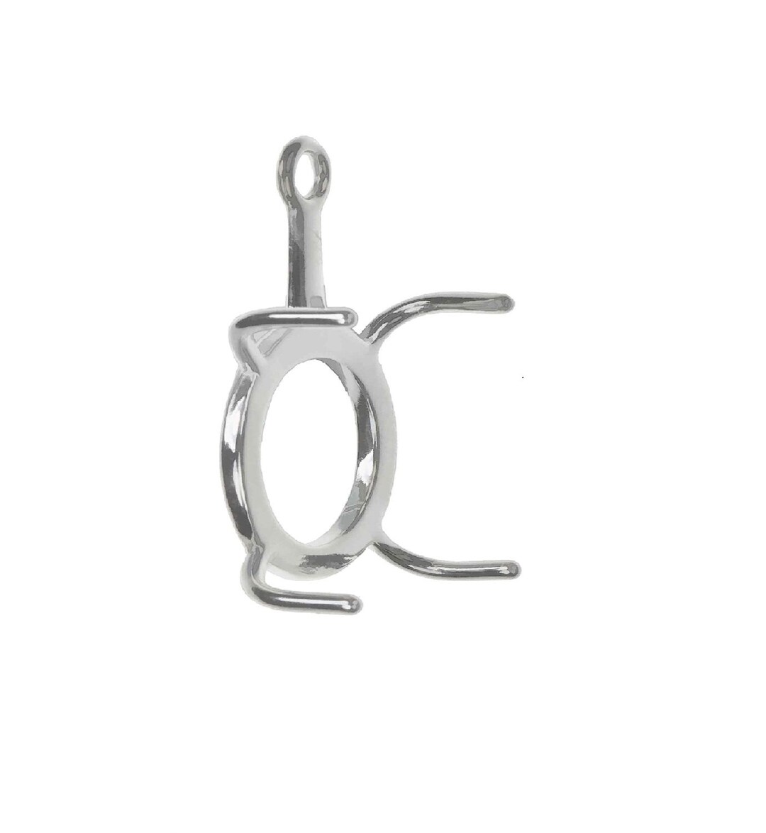 925 Sterling Silver Pron Setting Round Shape Pendant Setting for ...
