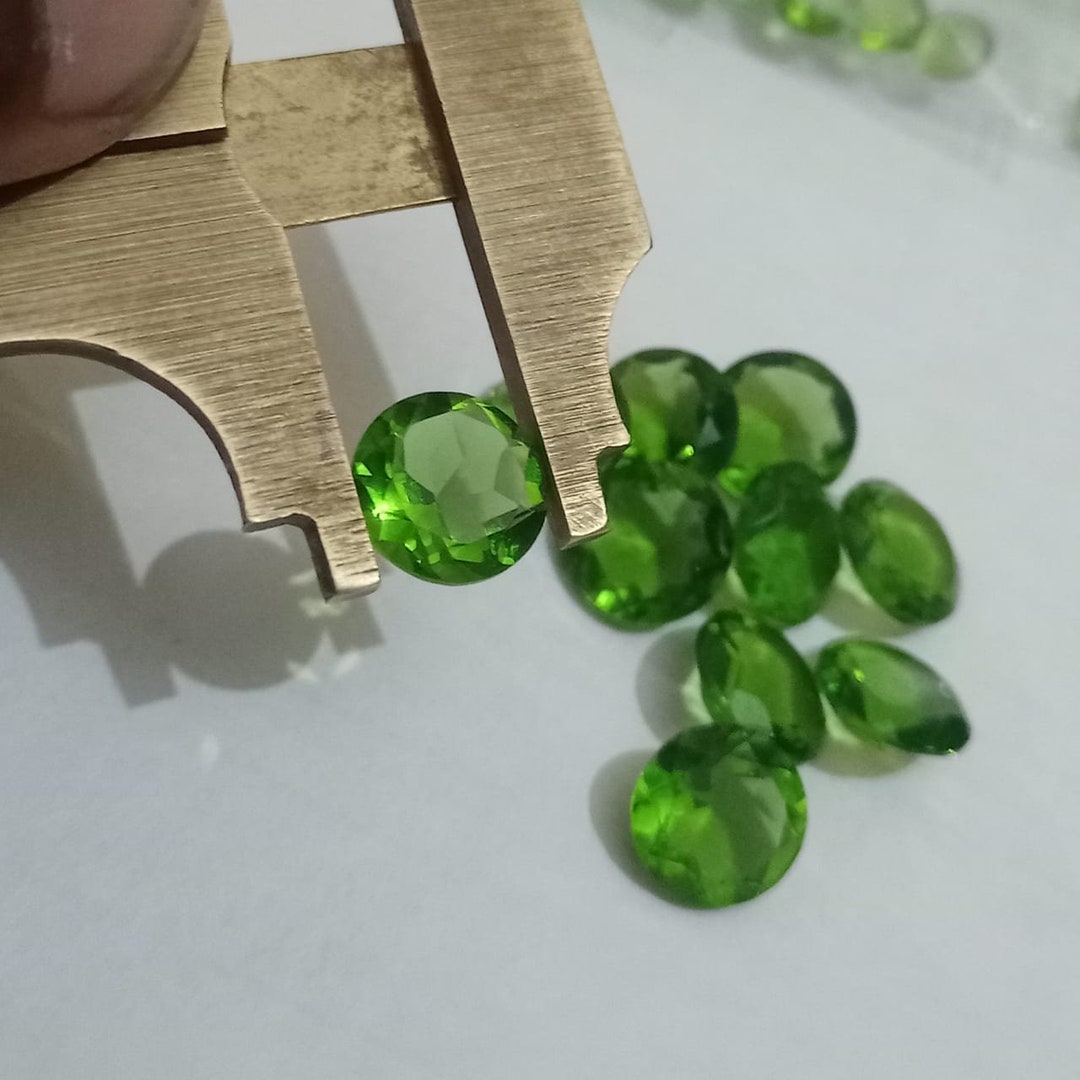Lot of 5 Pcs of 5mm to 10mm Lab Created Round Green Peridot for Making ...