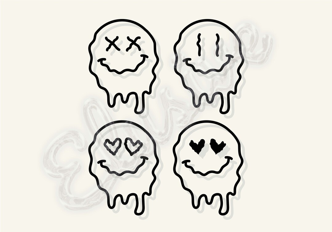 MELTING SMILEY Backgroundless Vinyl Stickers - Etsy
