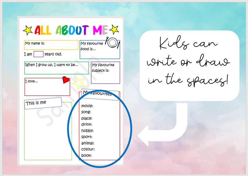 ALL ABOUT ME Sheets for Kids Printable Activity Writing - Etsy
