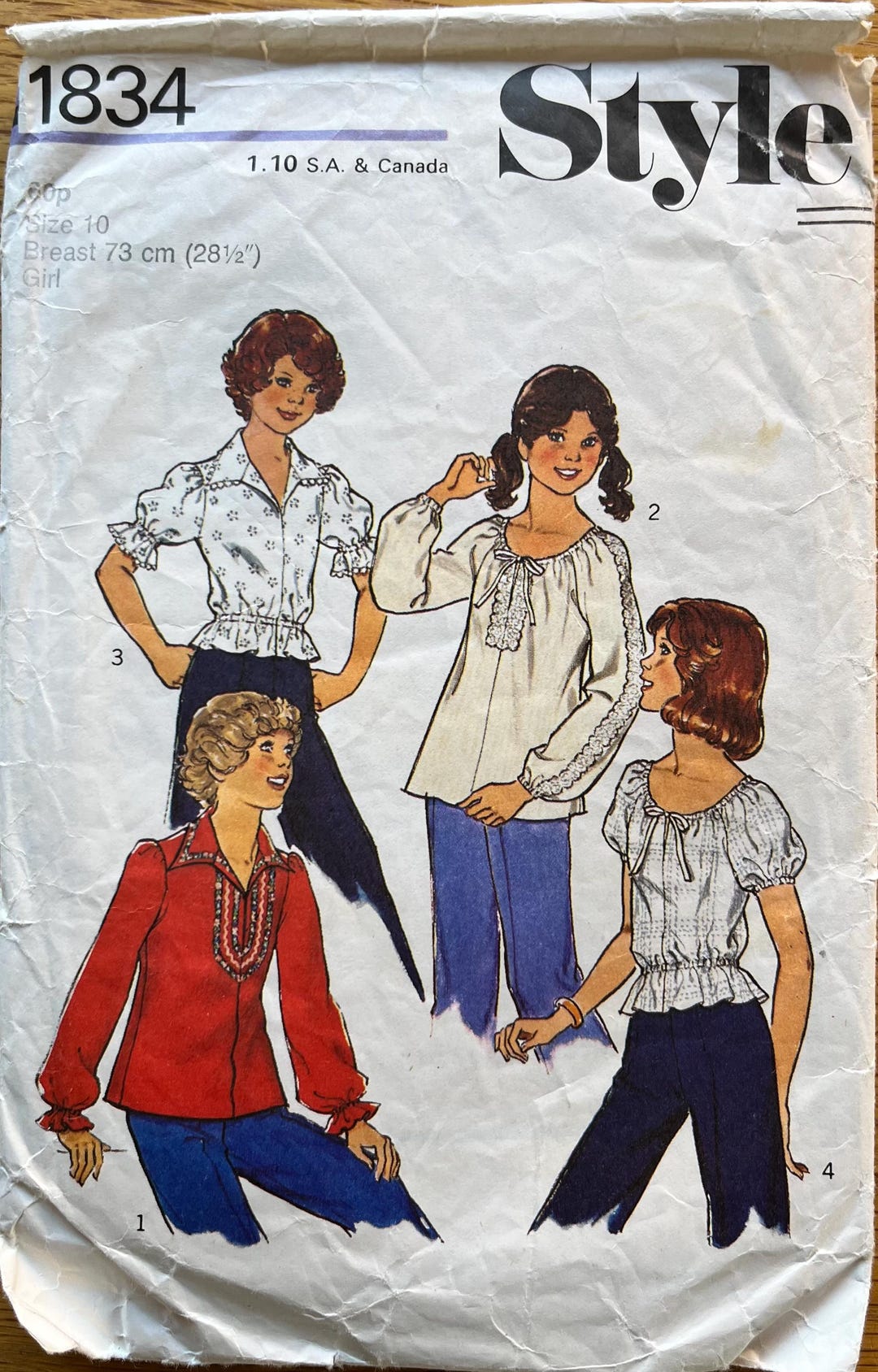 Style Vintage Blouse Patterns/ 1970s Blouse Sewing Patterns/ 1970s ...
