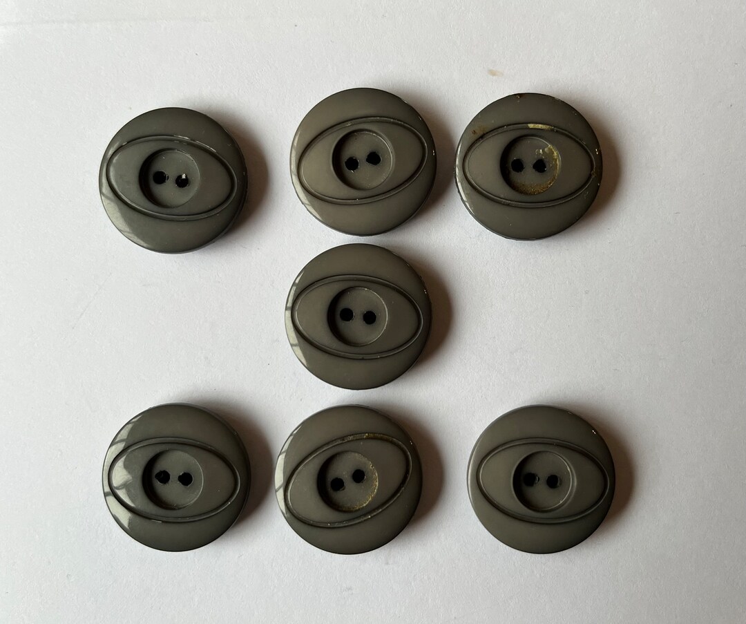 Vintage Grey Buttons/ Statement Vintage Buttons/1960s Buttons/ X7 Large ...