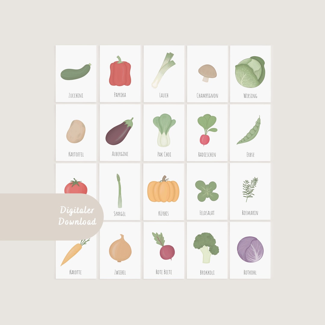 Vegetable Cards for Children | Learning Cards for Shopping | Montessori ...