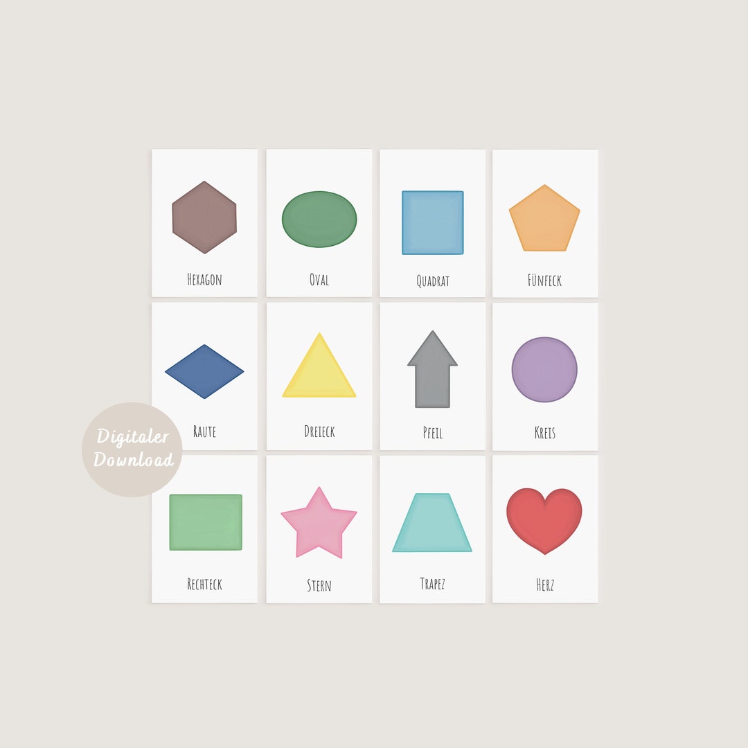 Shape Cards | Montessori Flashcards | DIGITAL DOWNLOAD - Etsy