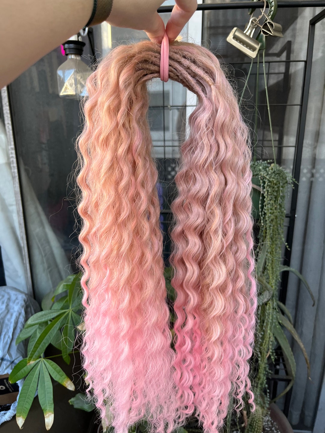 Rose Gold/light Pink Wavy Dread Extensions | Synthetic Dreadlock ...