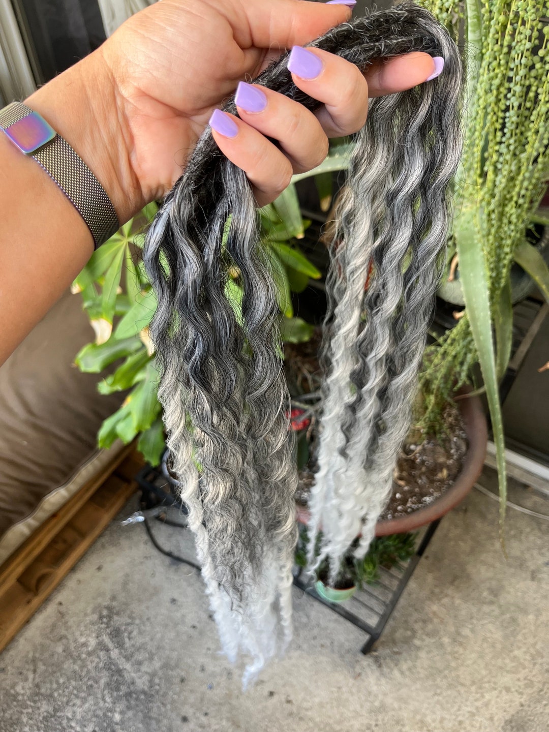 Silver/gray Ombre Wavy Dread Extensions | Synthetic Dreadlock ...