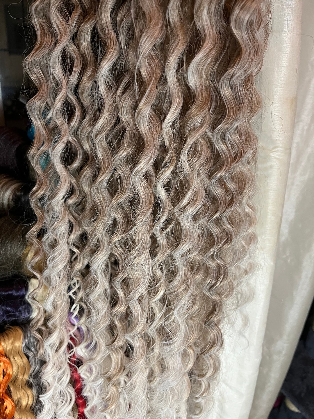 Ash Blonde Wavy Dread Extensions | Synthetic Dreadlock Extensions | DE ...