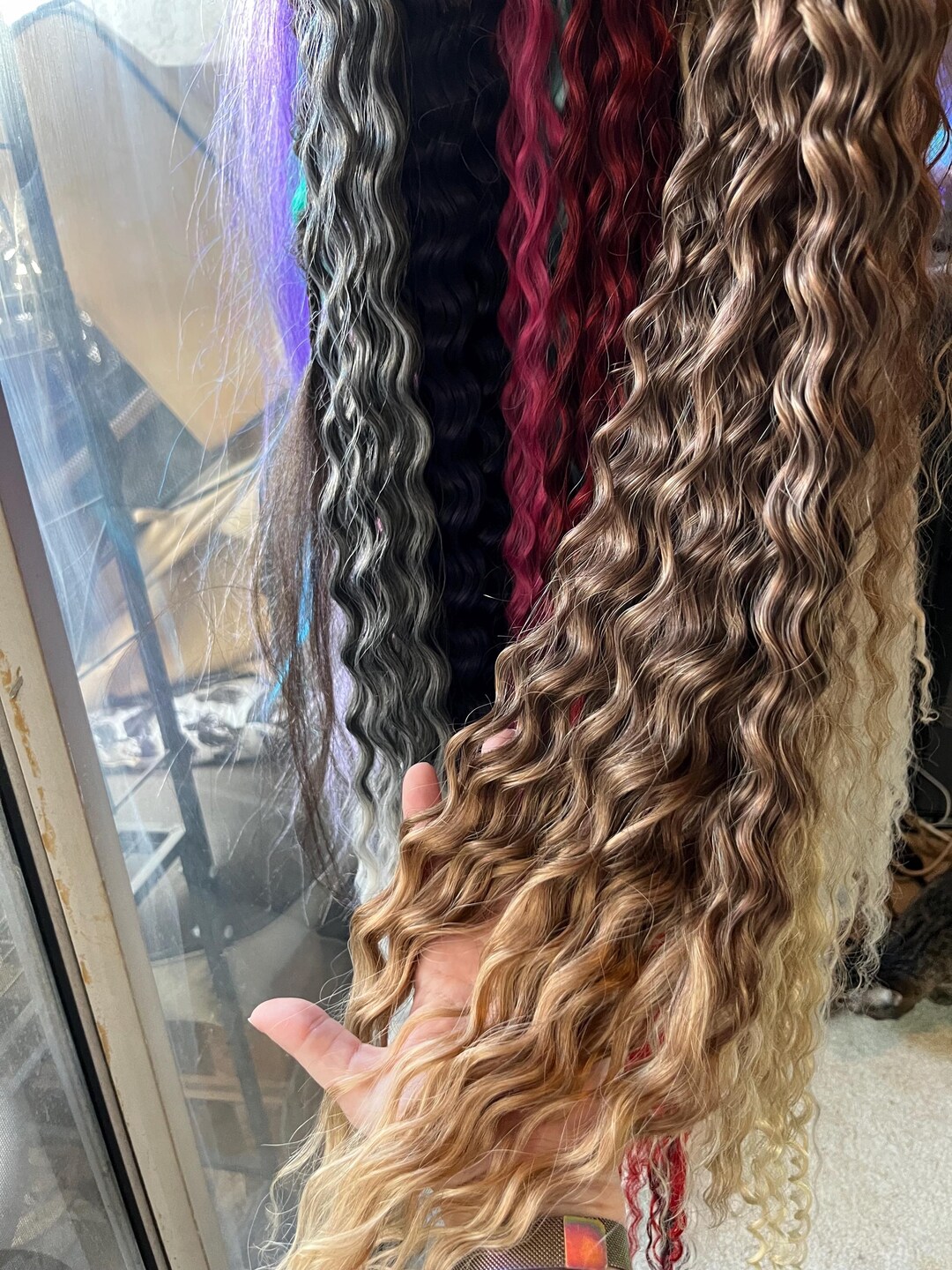 Auburn to Dirty Blonde Ombré Wavy Dread Extensions Synthetic Dreadlock ...