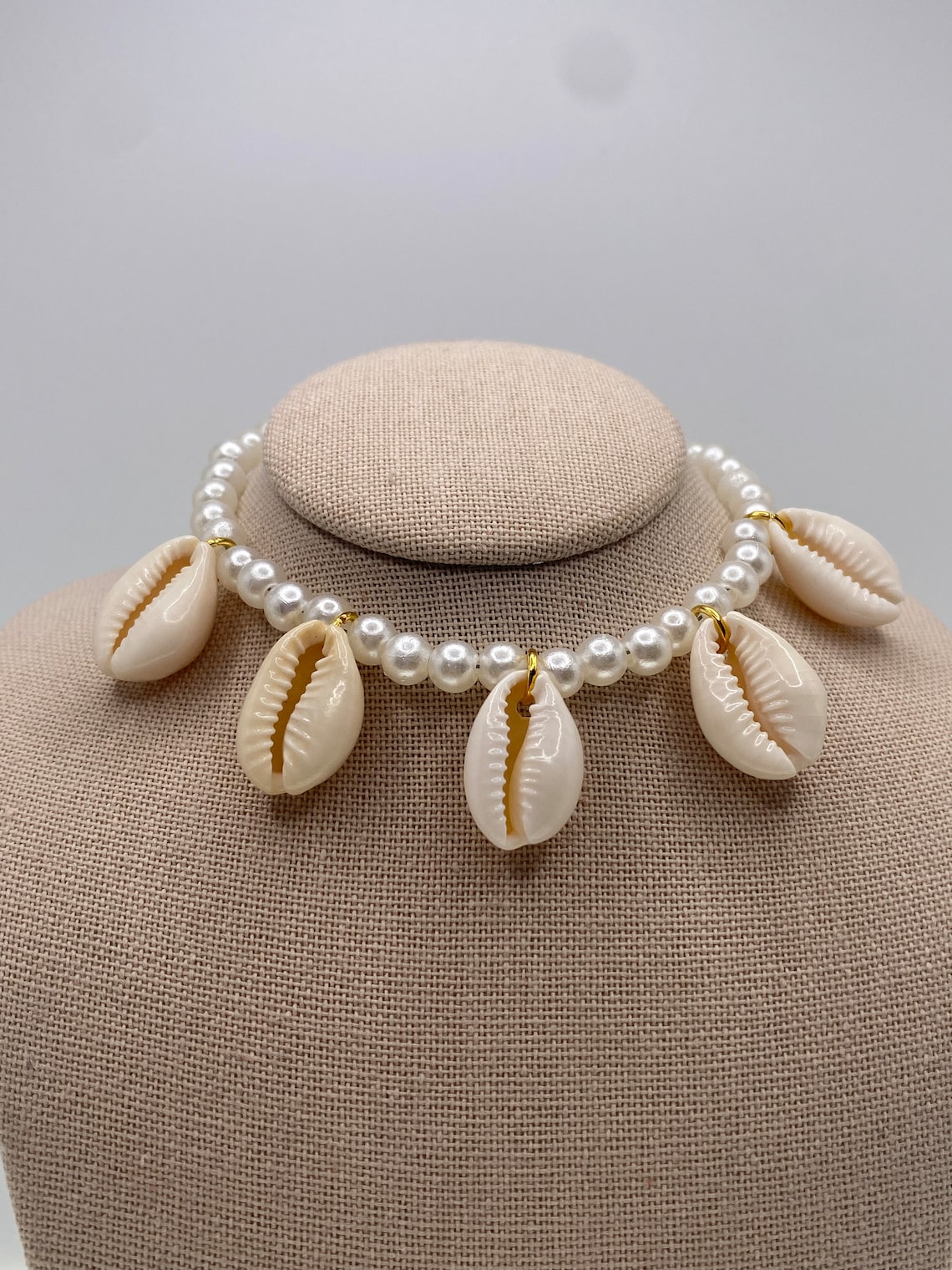 Pearl Beaded Necklace With Sea Shells. Next Day Ship. Last Minute Gift ...