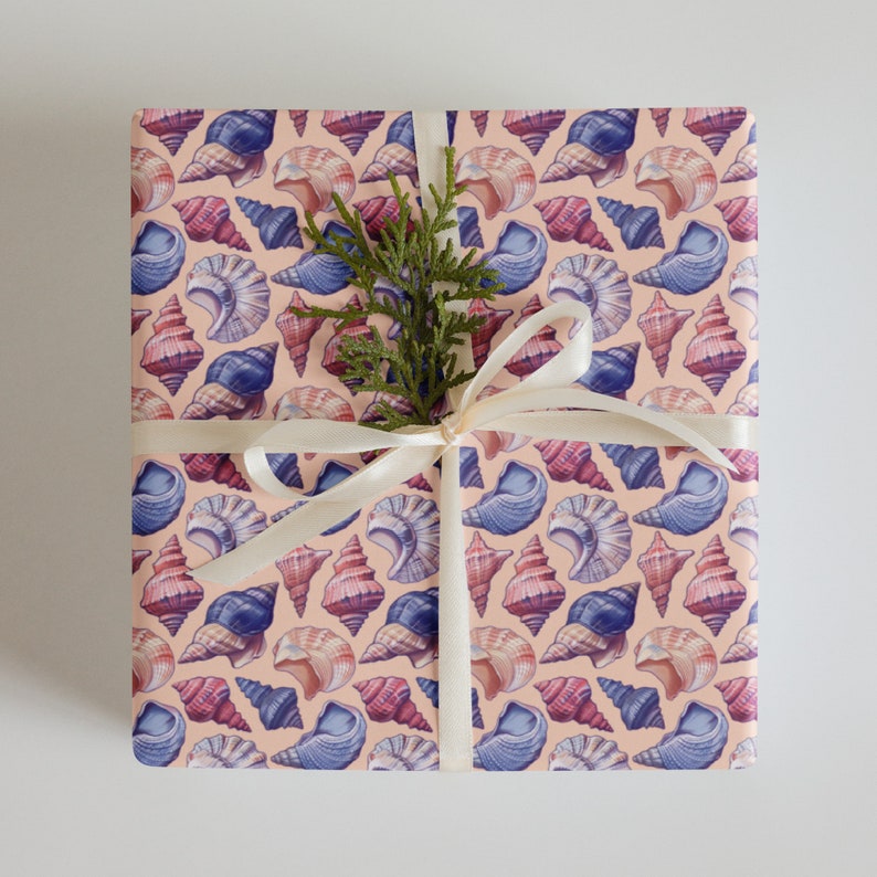 Pastel Seashell Paradise Wrapping Paper Sheets - Vibrant Coastal ...