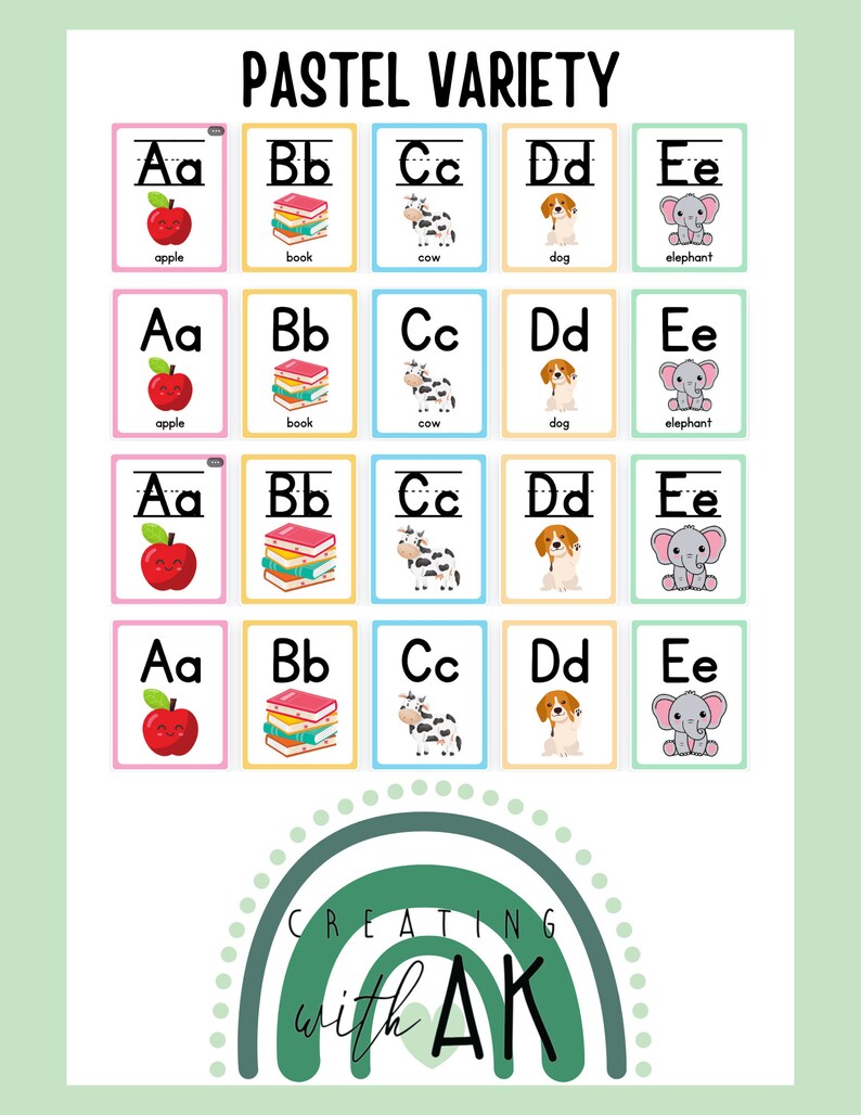 Alphabet Posters Classroom Bundle - 5 Colors & 4 Styles Each - 520 ...