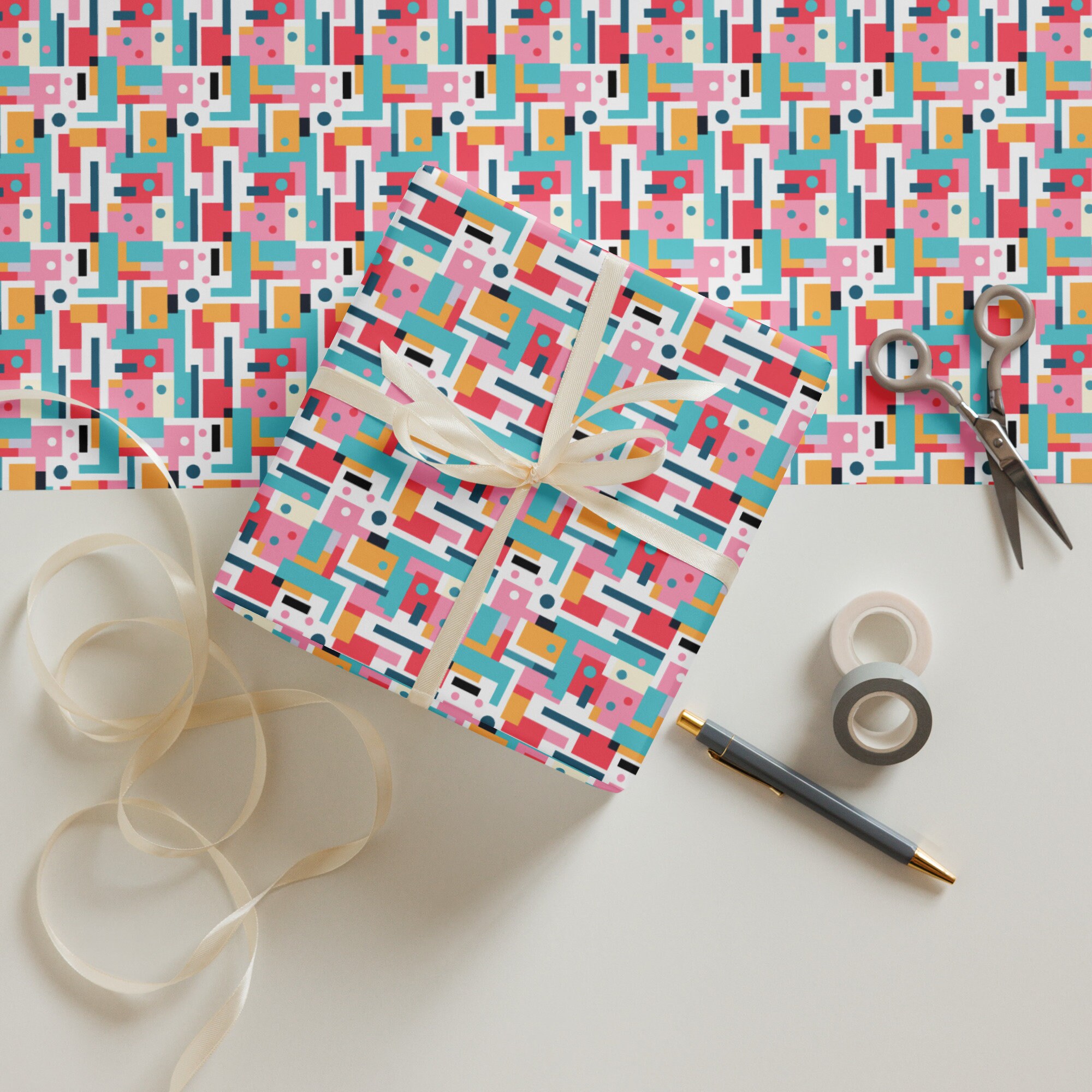 Geometric Shapes Wrapping Paper Sheets Minimalist Gift Wrap - Etsy