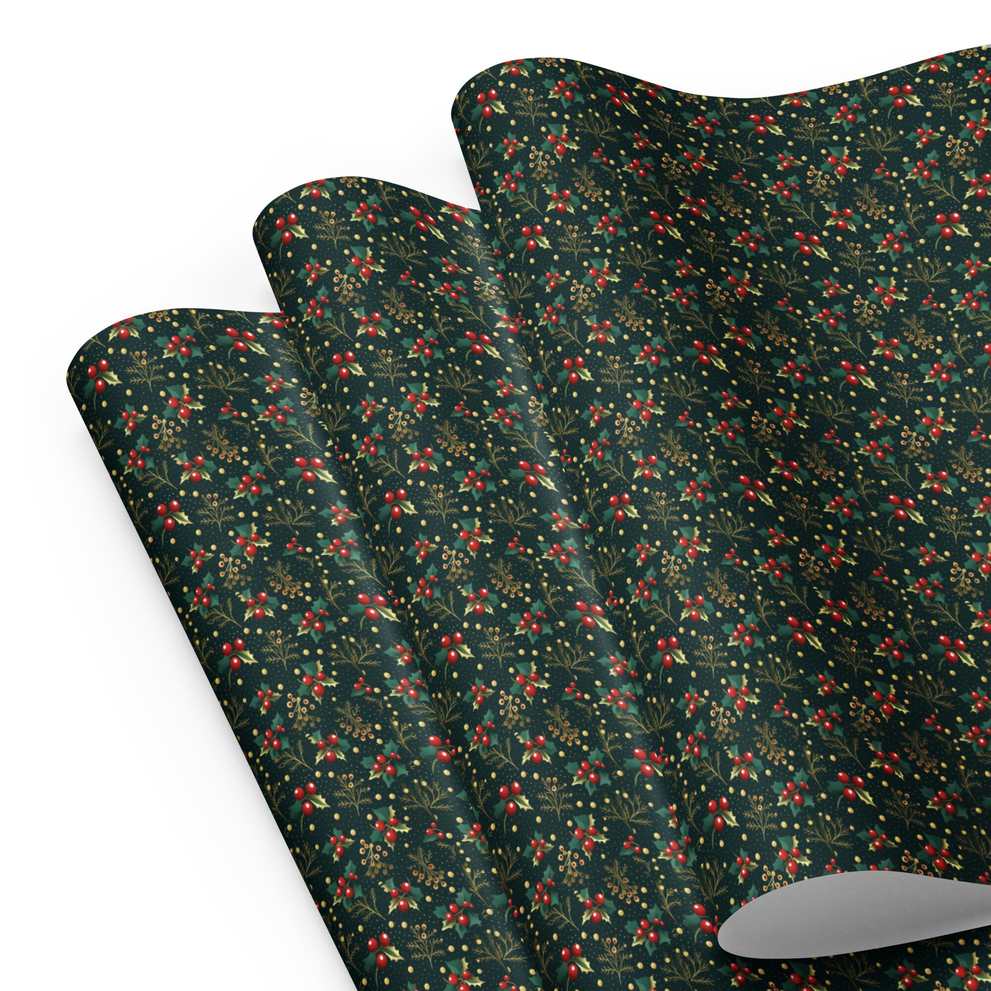 Classic Mistletoe Christmas Wrapping Paper Sheets - Set of 3 ...