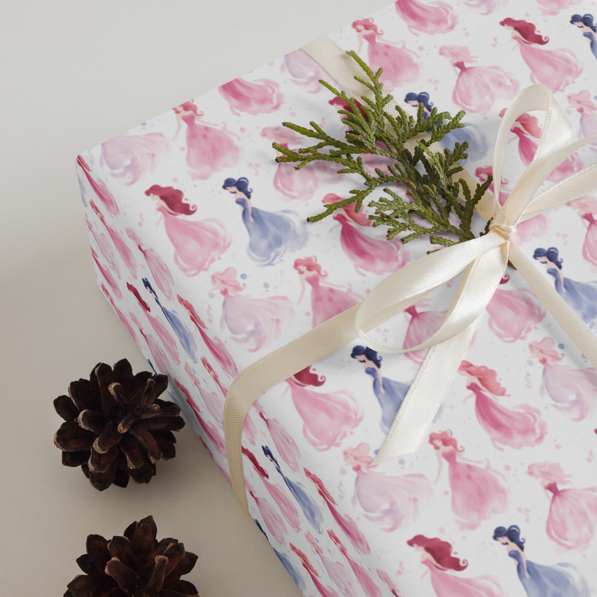Princess Wrapping Paper Sheets, Watercolor Gift Wrap - Etsy
