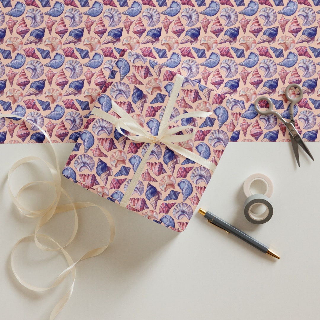Pastel Seashell Paradise Wrapping Paper Sheets - Vibrant Coastal ...