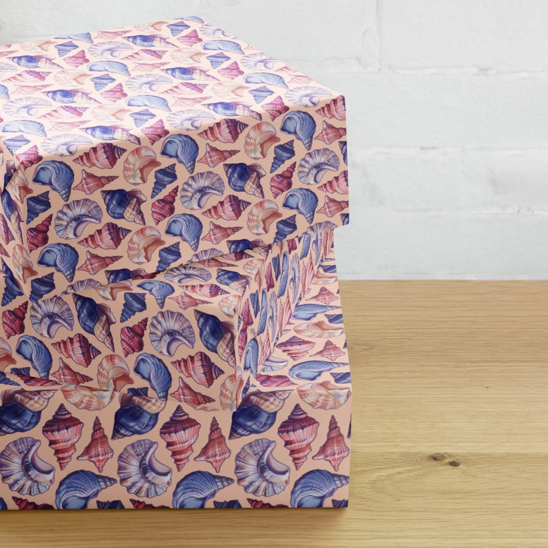 Pastel Seashell Paradise Wrapping Paper Sheets - Vibrant Coastal ...