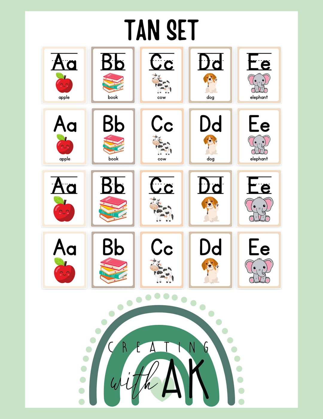 520 Alphabet Posters Classroom Decor Bundle 5 Colors & 4 Styles Each ...