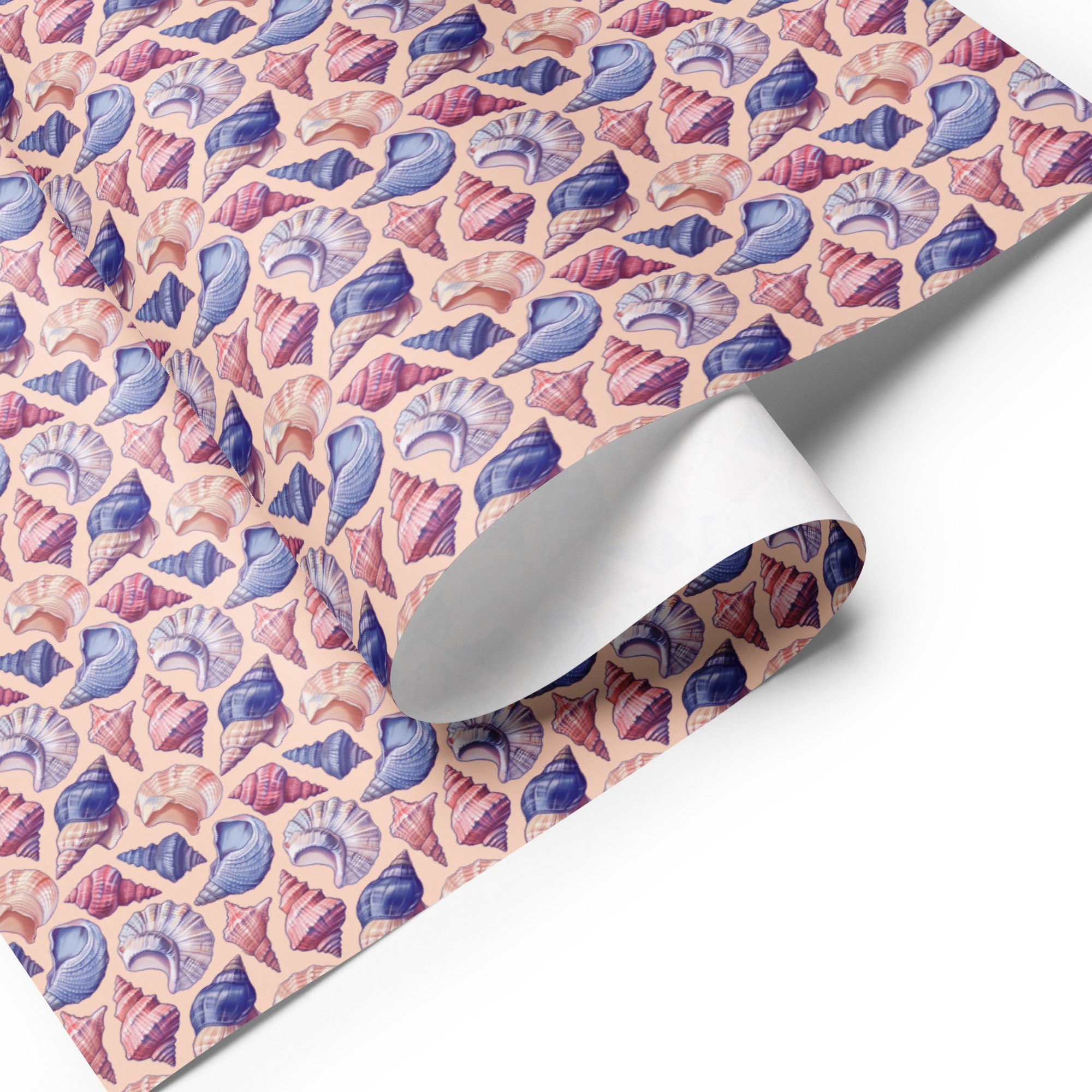 Pastel Seashell Paradise Wrapping Paper Sheets - Vibrant Coastal ...