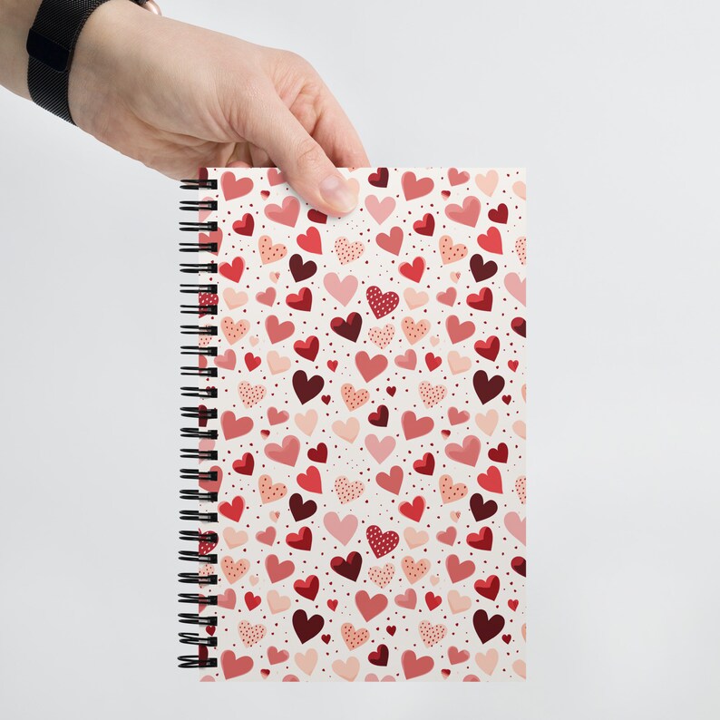 Pink and Red Hearts Spiral Notebook Love Journal With Soft-touch Cover ...