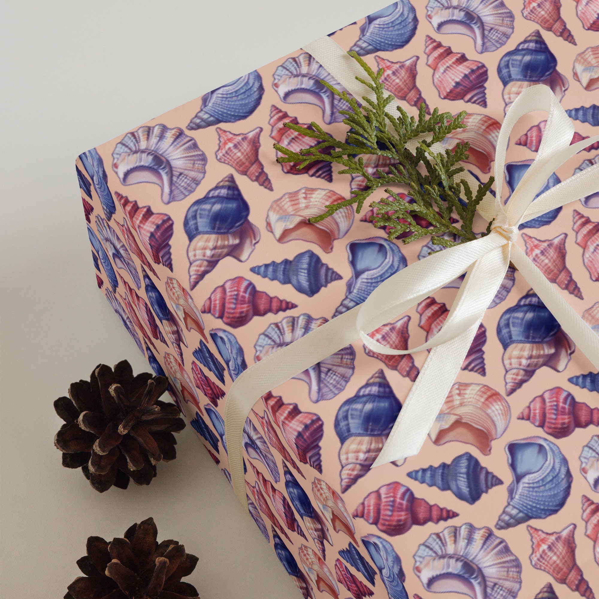 Pastel Seashell Paradise Wrapping Paper Sheets - Vibrant Coastal ...