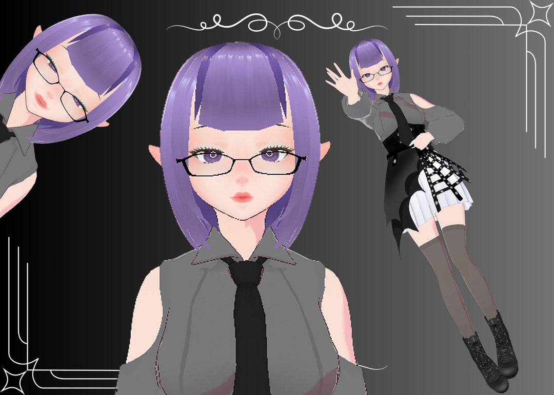 GOTHIC FEMALE Custom Vtuber Model ready to Use VRM Model vroid Model ...