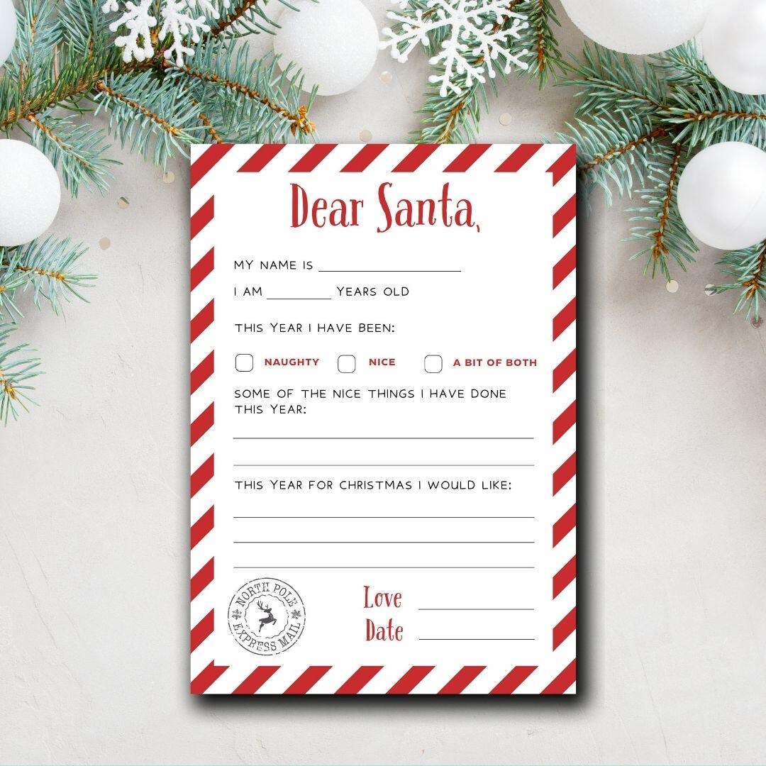 PRINTABLE Letter to Santa Santa Wish List Letters Christmas Letter Easy ...