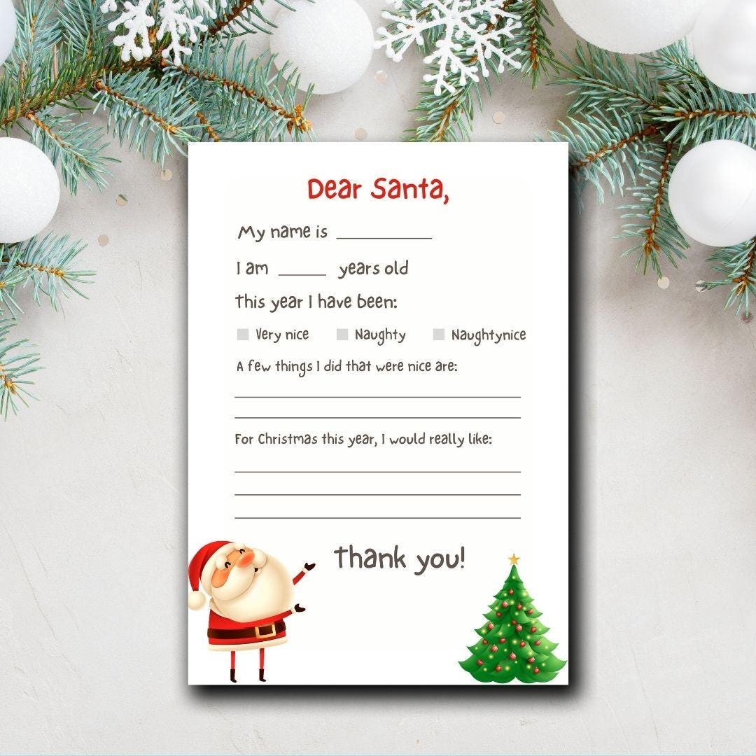 PRINTABLE Letter to Santa Santa Wish List Letters Christmas Letter Easy ...