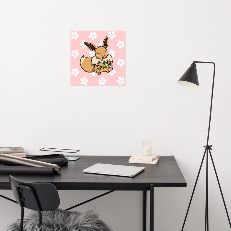 Eevee Drinking Boba Digital Download for Print - Etsy