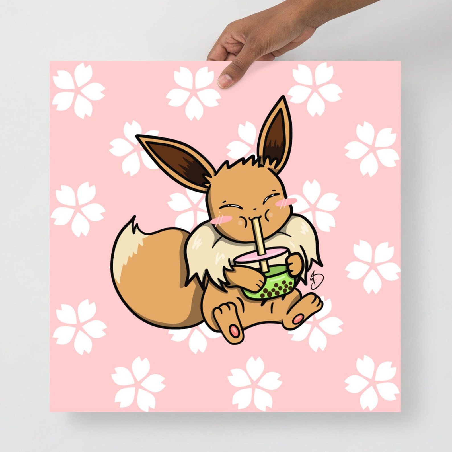 Eevee Drinking Boba Digital Download for Print - Etsy