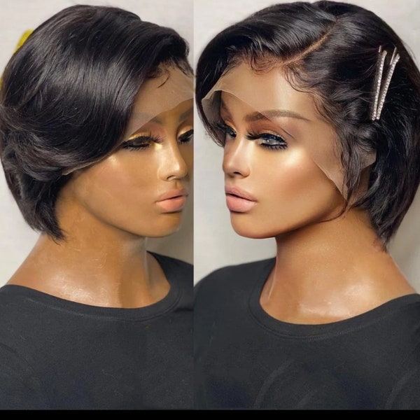 Short Human Hair Wig - Etsy