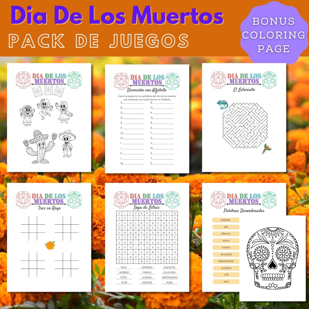 Dia De Los Muertos - Games and Activities - Juegos, Skull Coloring ...