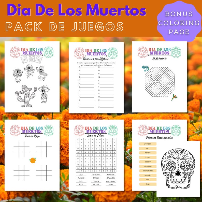 Dia De Los Muertos Games & Activities: Spanish Edition (printable PDF ...