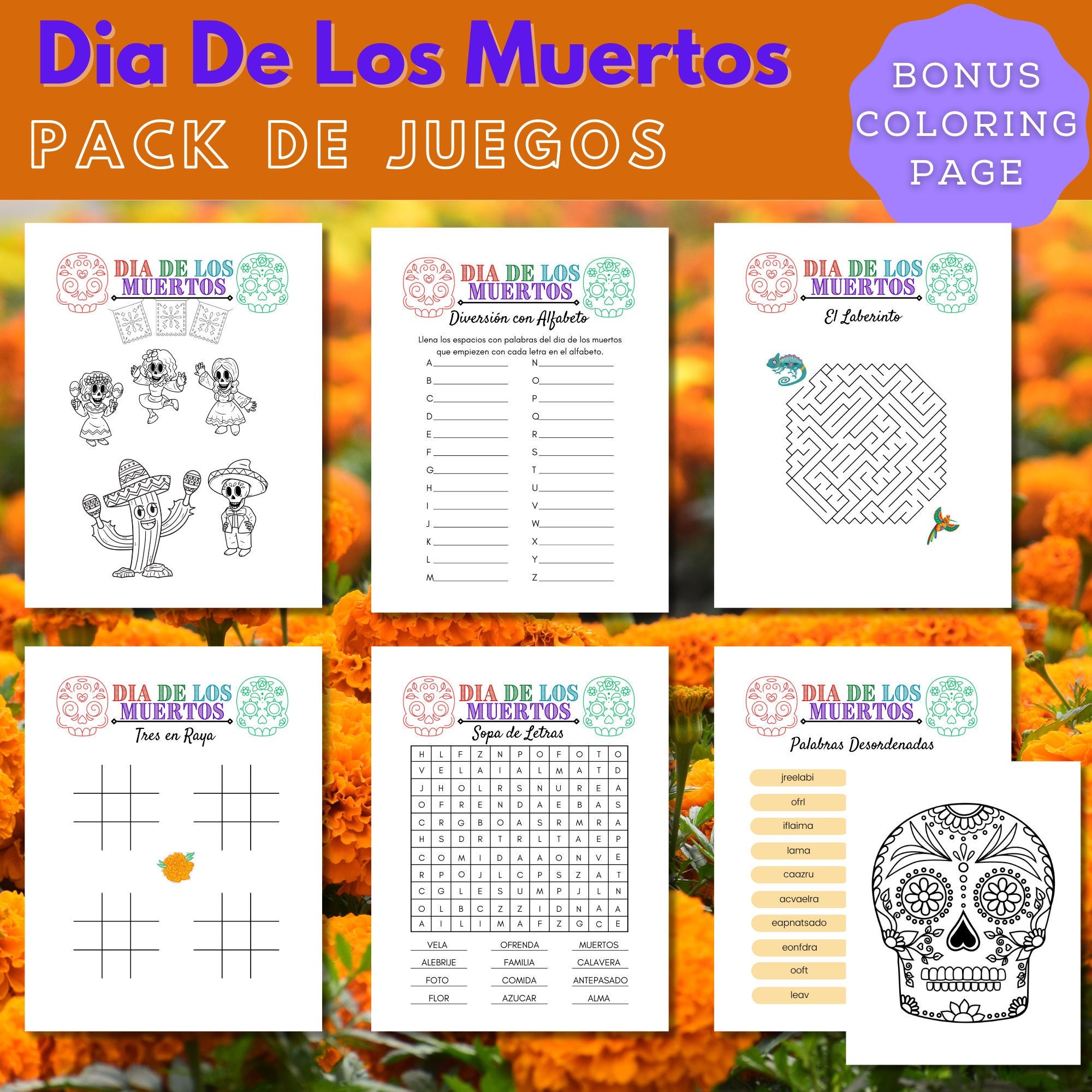 Dia De Los Muertos - Games and Activities - Juegos, Skull Coloring ...
