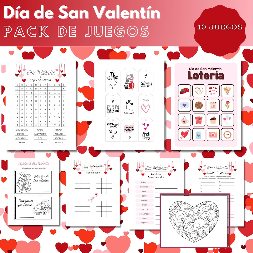 Spanish Valentine's Day Games & Activities - Digital Download (PDF) - Etsy