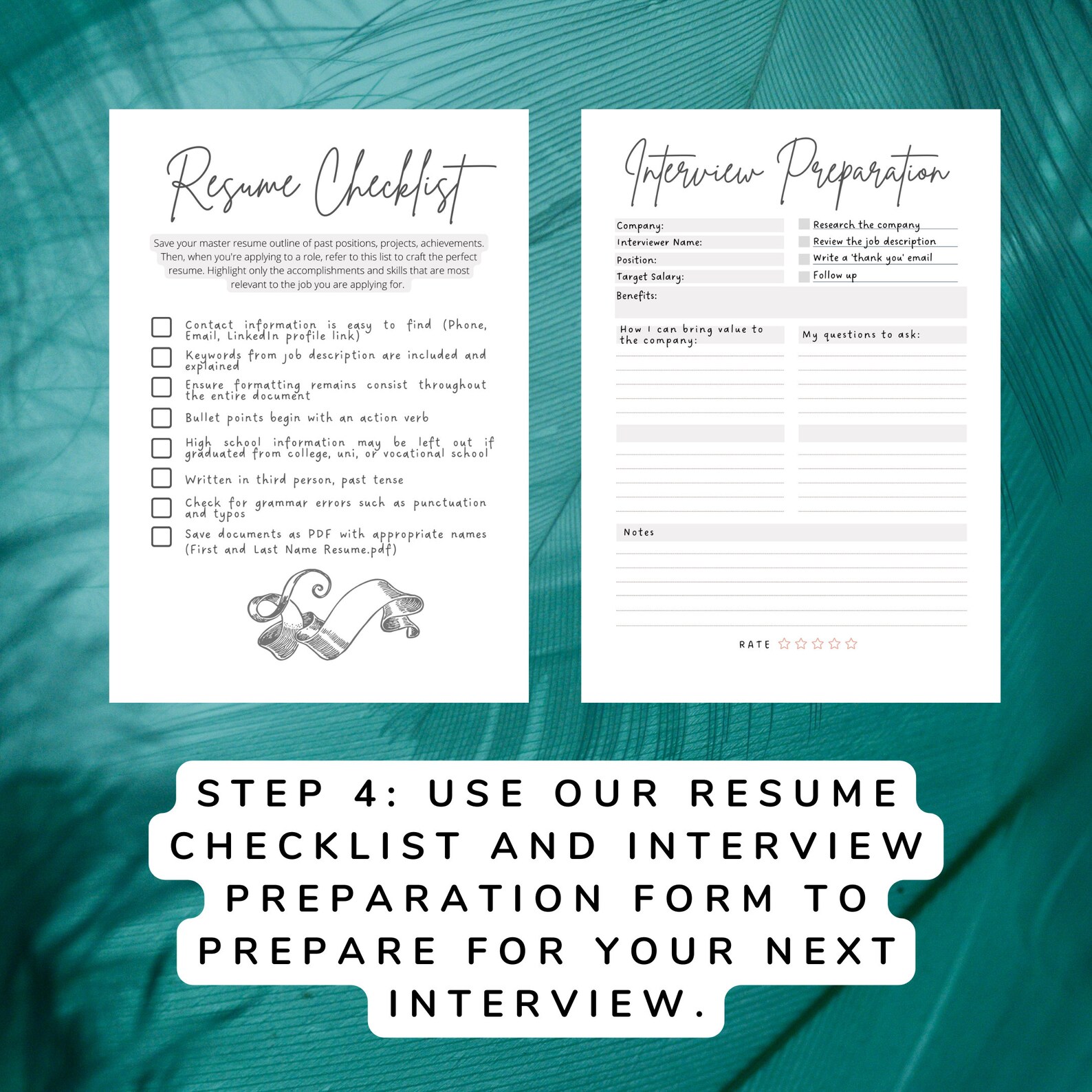 Career Development Planner, Resume Checklist, Interview Notes Tracker ...