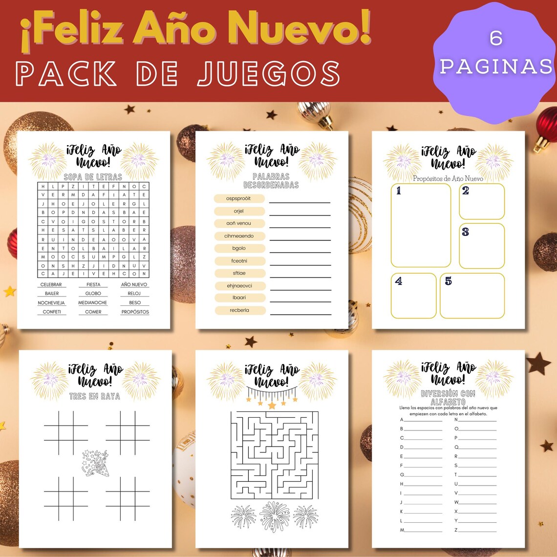 Feliz Año Nuevo Games: Spanish New Year Activities (printable PDF) - Etsy