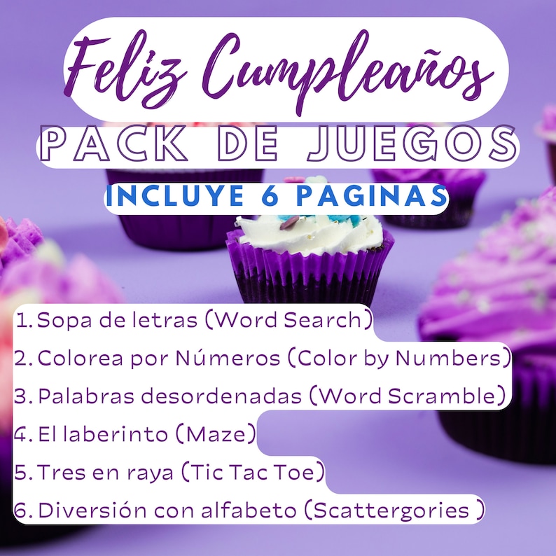 Feliz Cumpleaños Spanish Games: Word Search, Maze, Coloring (printable ...