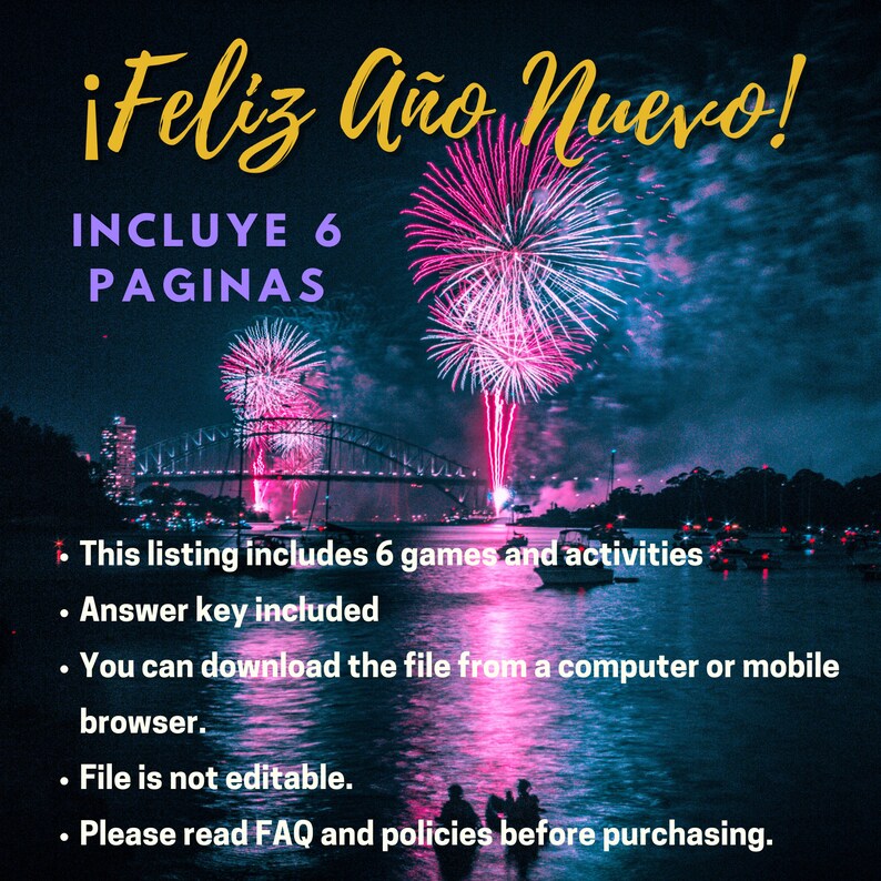 Feliz Año Nuevo Games: Spanish New Year Activities (printable PDF) - Etsy